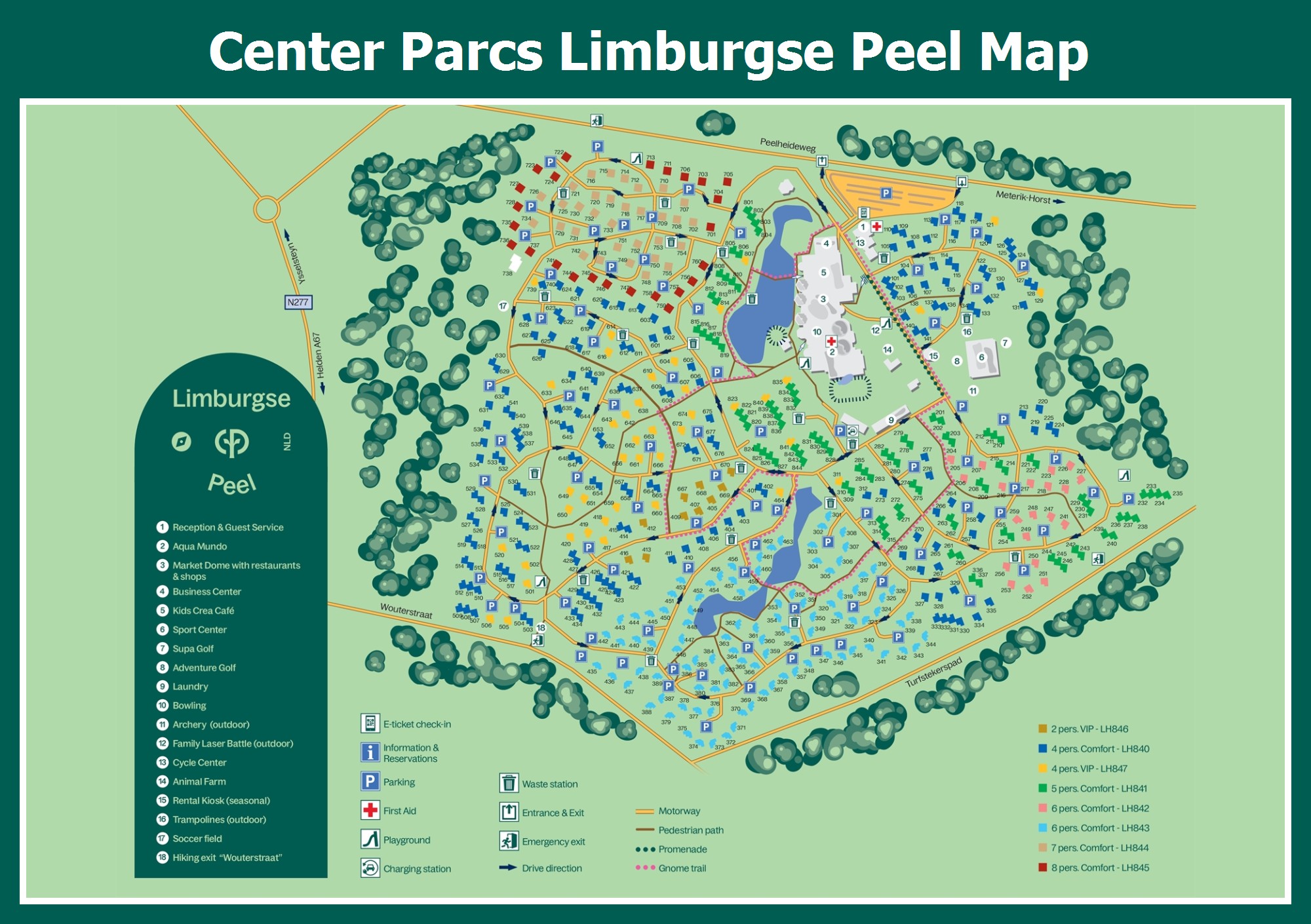 // Village map of Center Parcs Limburgse Peel | ParkExplorer