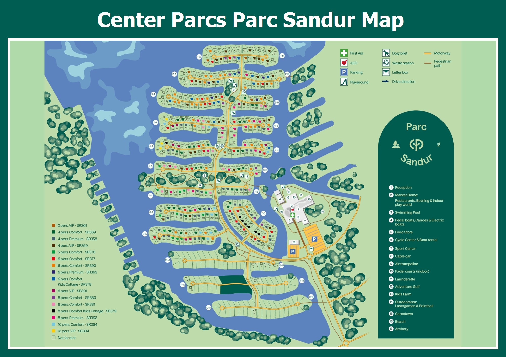 // Village map of Center Parcs Parc Sandur | ParkExplorer